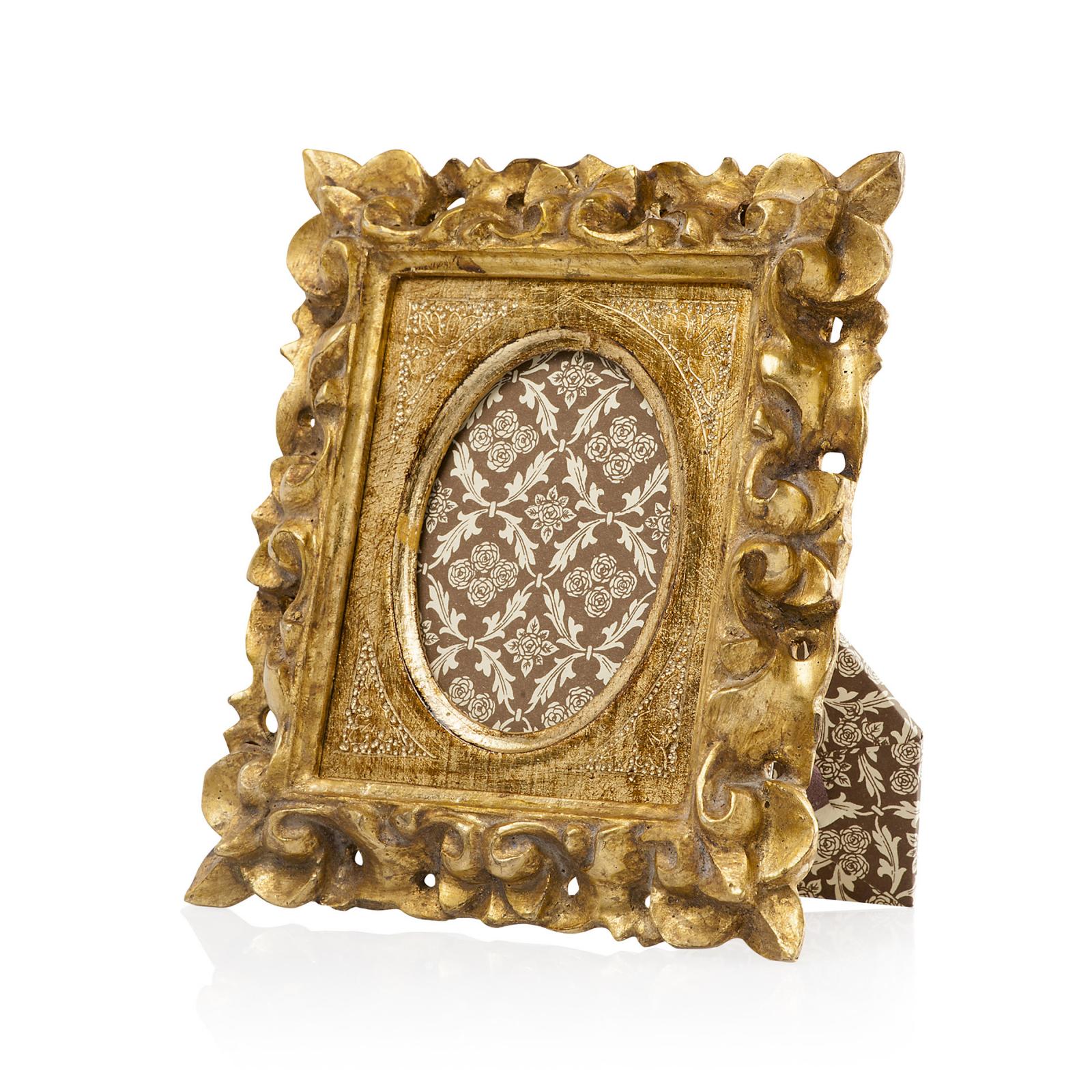 Wooden hand carved frame with wooden passe-partout (inside 2x3 inch)